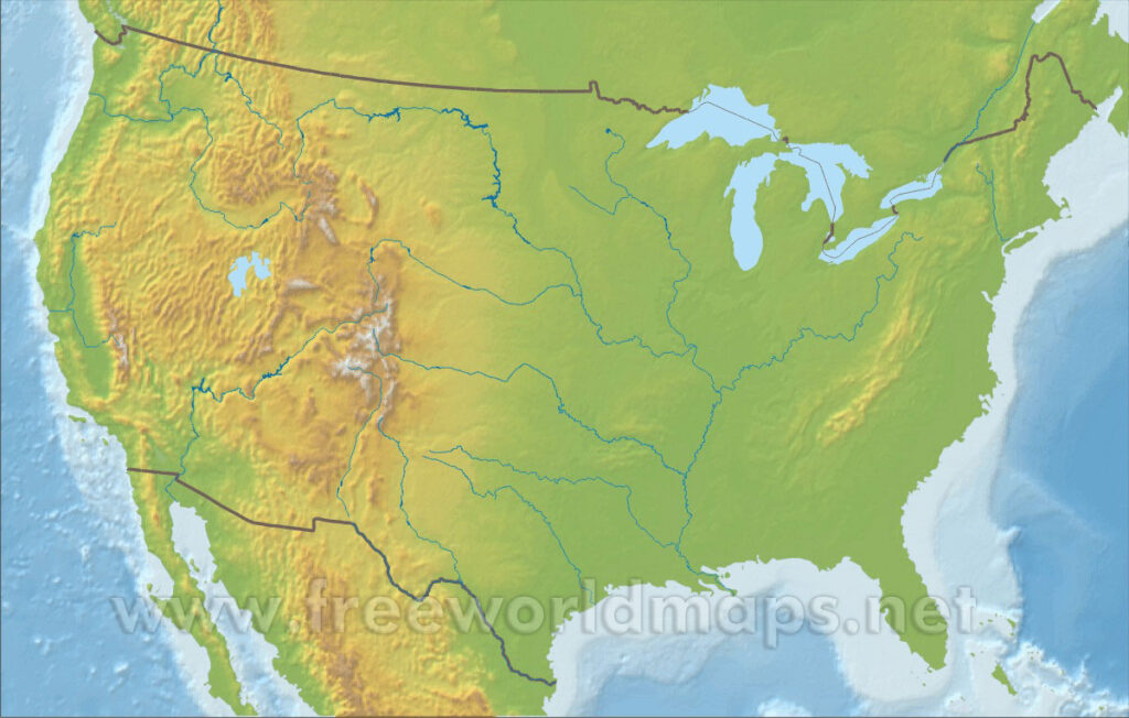 Printable Map of USA No Label