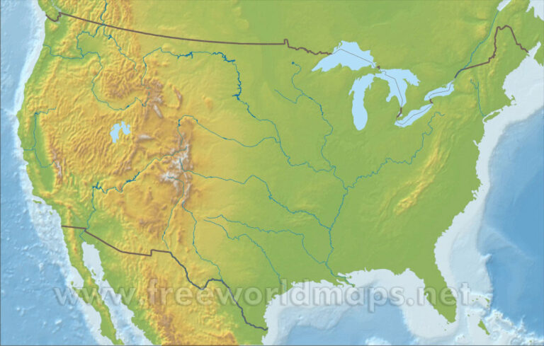 Printable Map of USA No Label