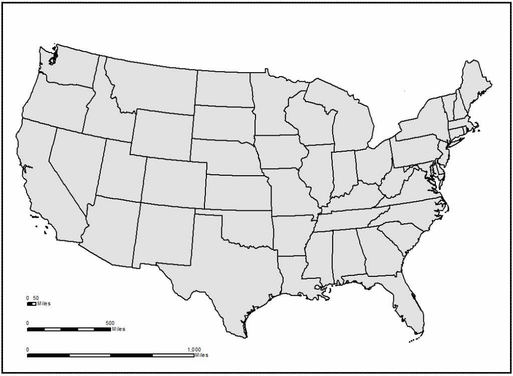 Map of USA with Mile Scale