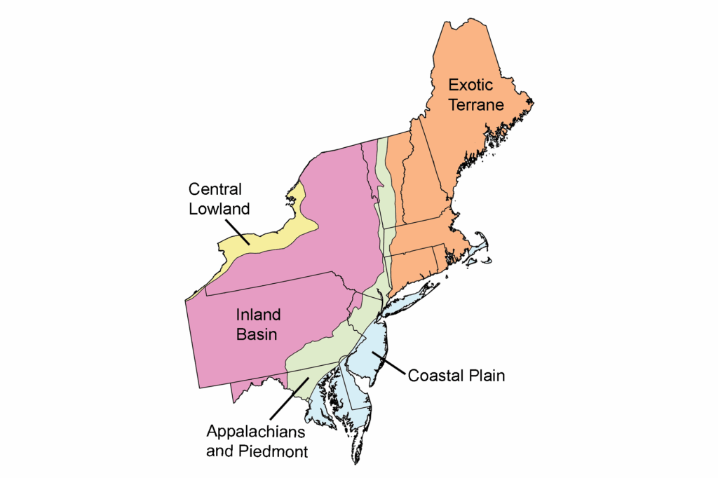 Map of North Eastern States of USA