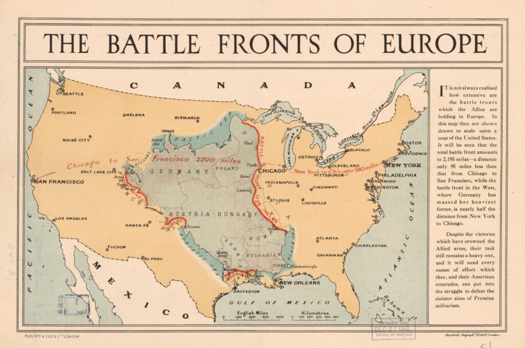 Map of Europe Superimposed On USA