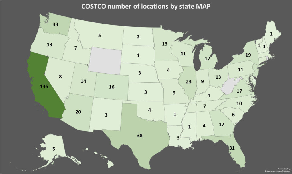 Map of Costco Locations In USA