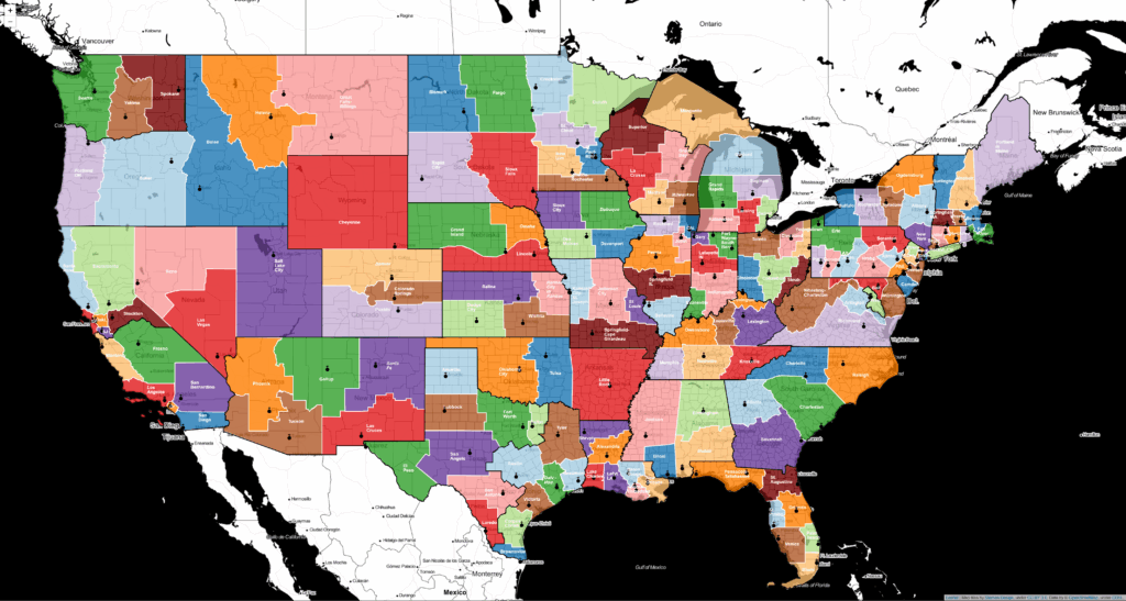 Map of Catholic Dioceses In USA