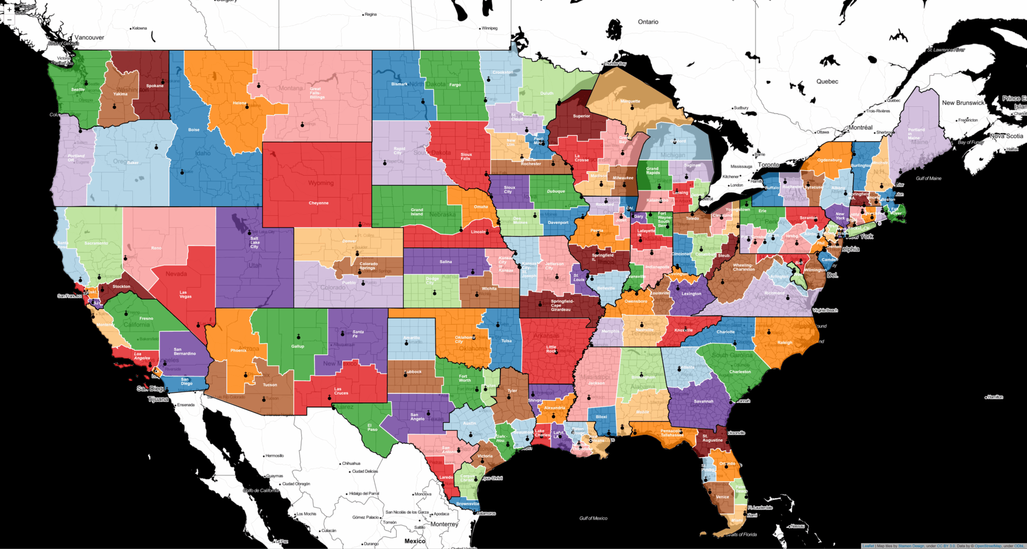 Map of Catholic Dioceses In USA