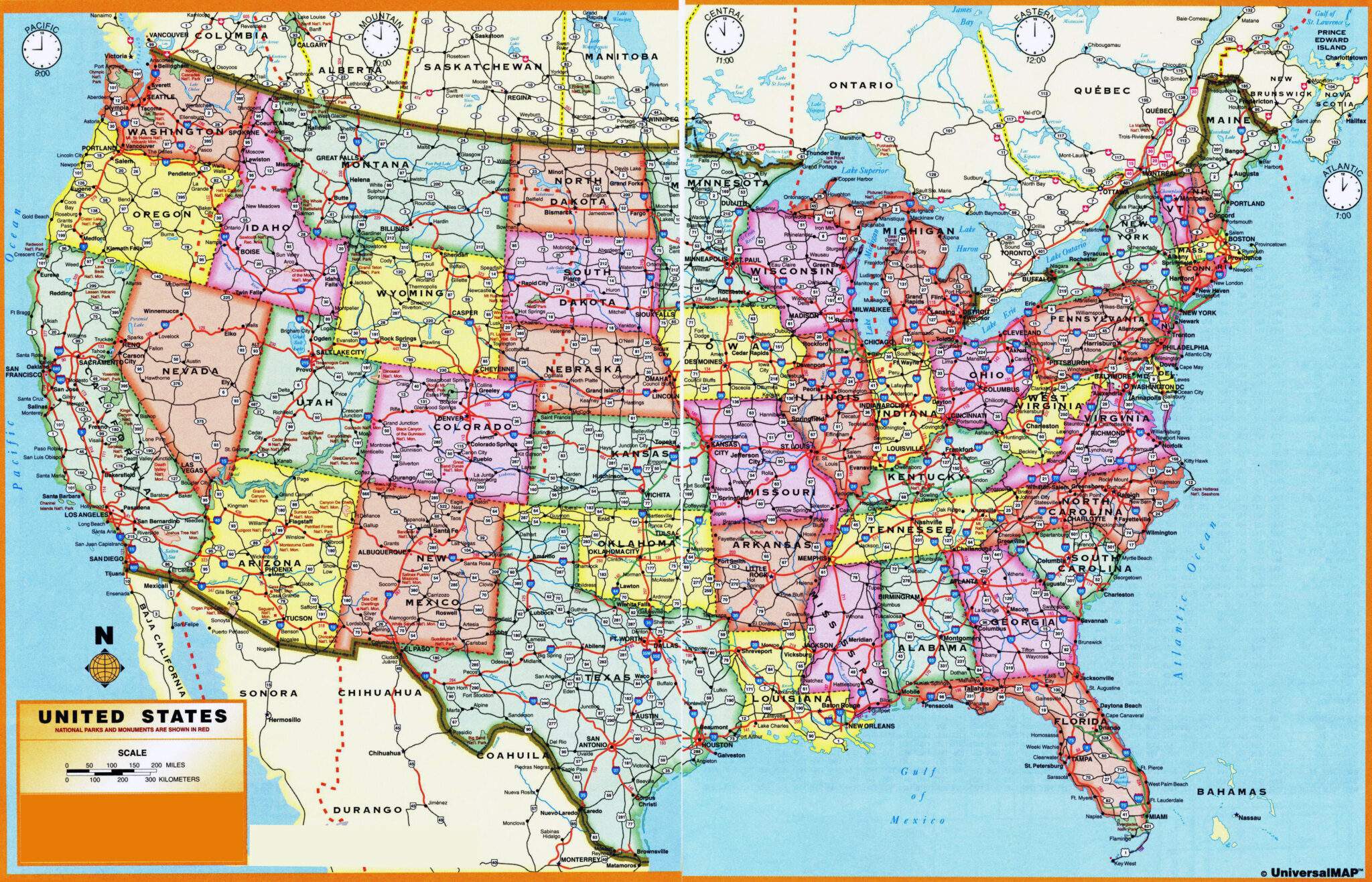 High Resolution Road Map of USA