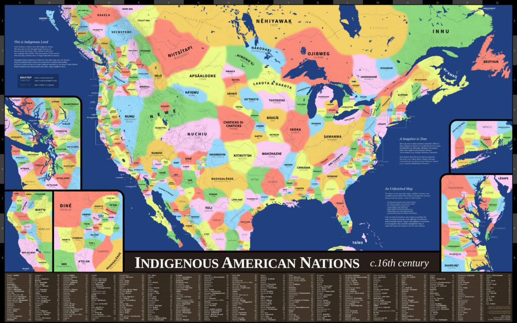Map of USA with Native American Tribes
