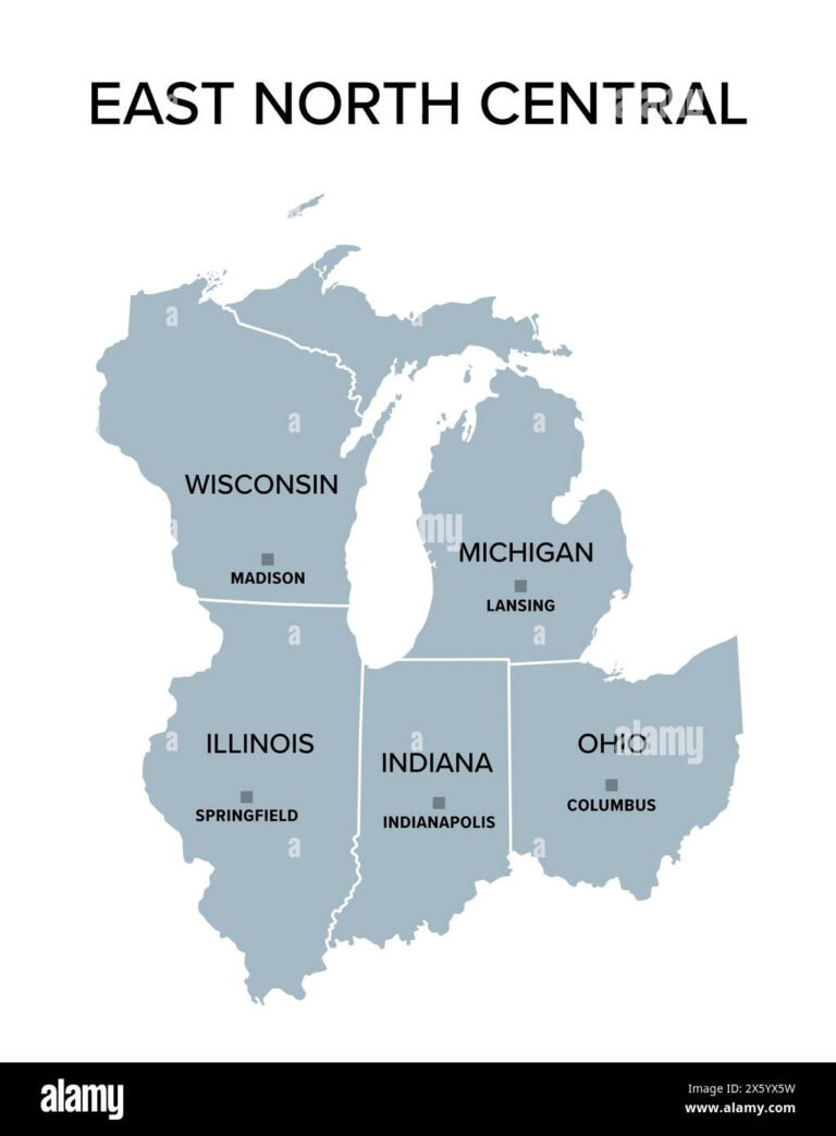 Map of North Central Region USA