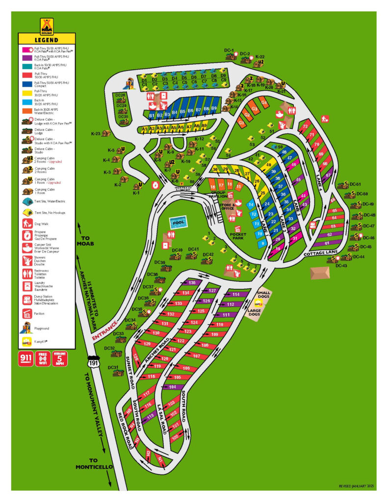 Map of Koa Campgrounds In USA