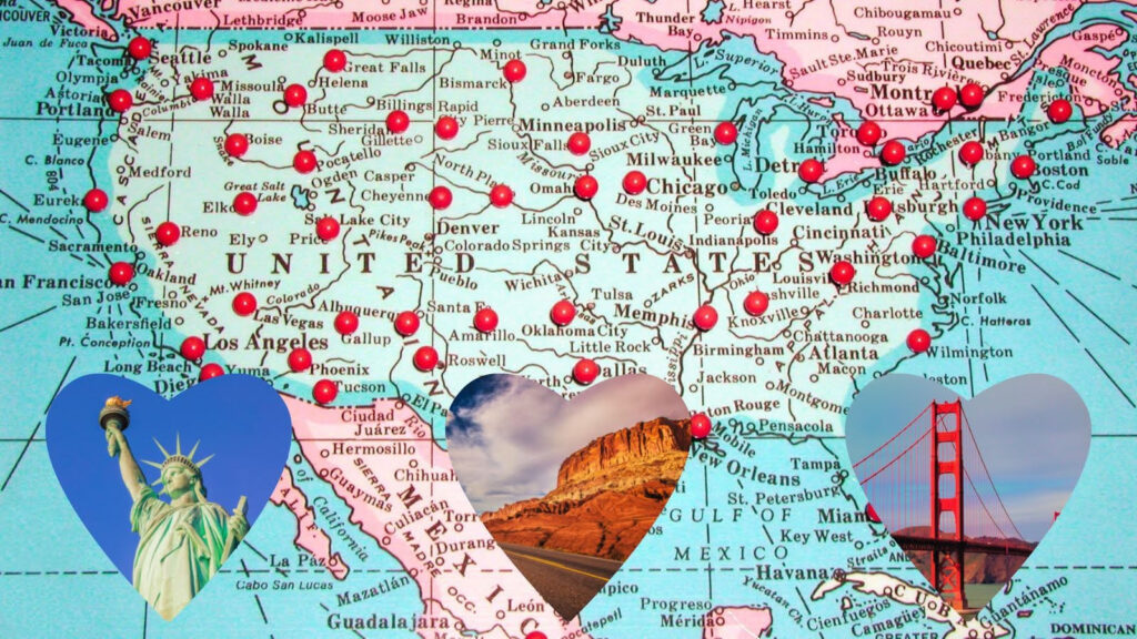 Map of Vacation Spots In USA