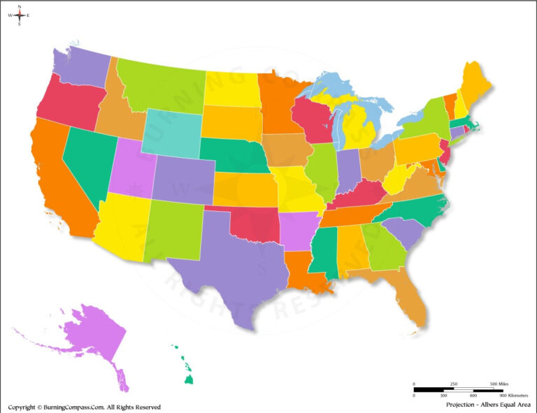 Map of USA States No Names